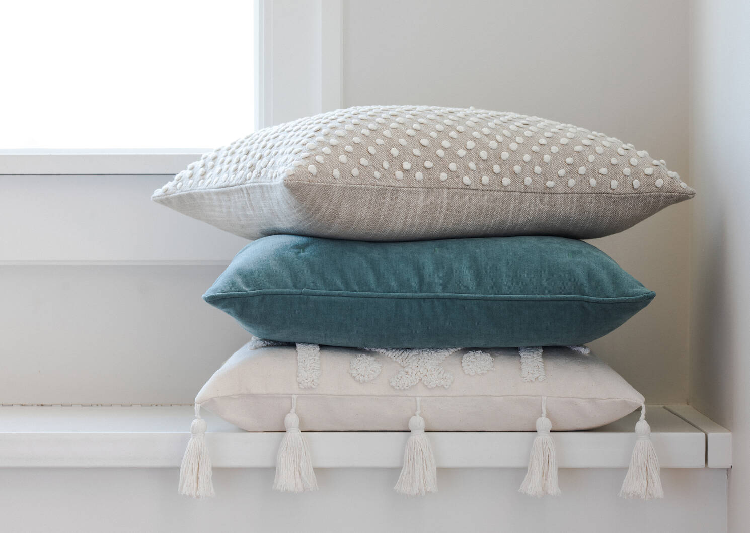 Hartmann Velvet Pillow 20x20 Stone Bl | Urban Barn