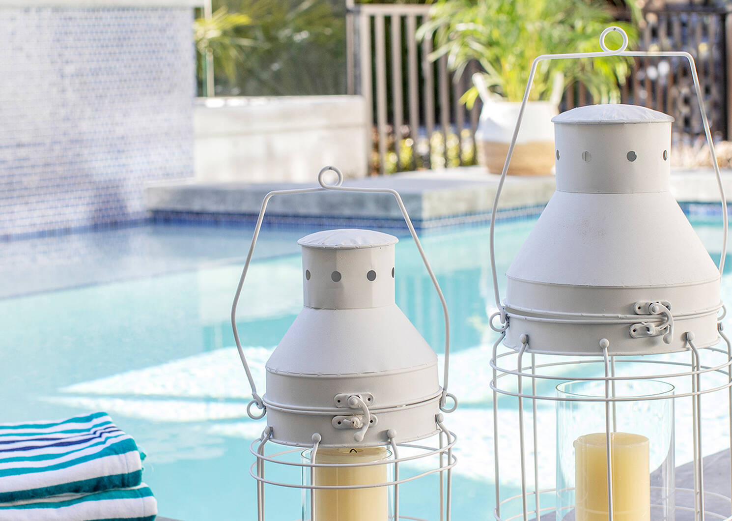 Stoneleigh Lanterns - White | Urban Barn